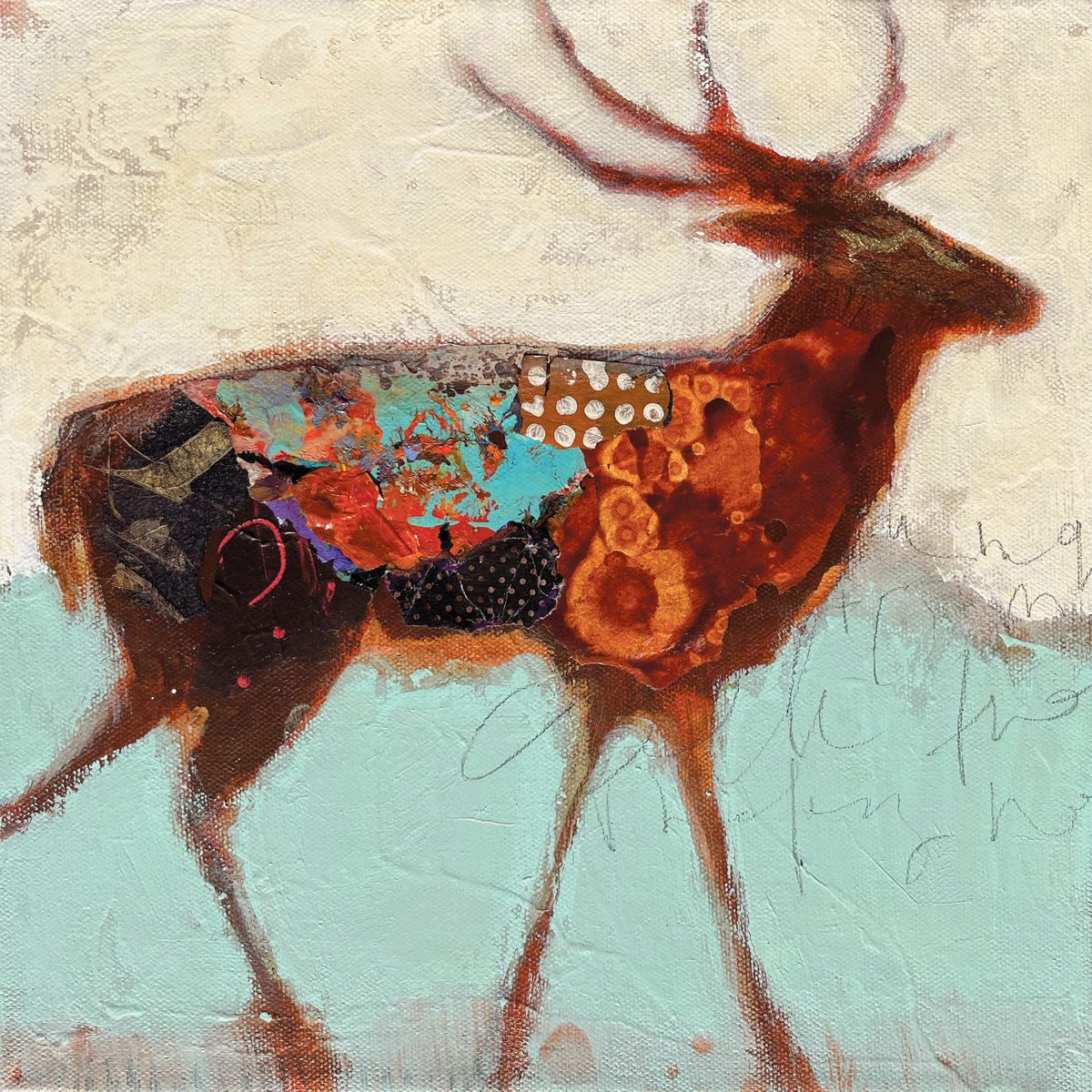 Shelli Walters - “Without A Sound” - 12” x 12”, acrylic + collage