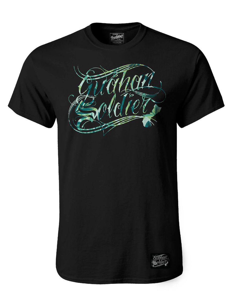 Guahan Soldier "Script in Jungle Fever" Black T-shirt