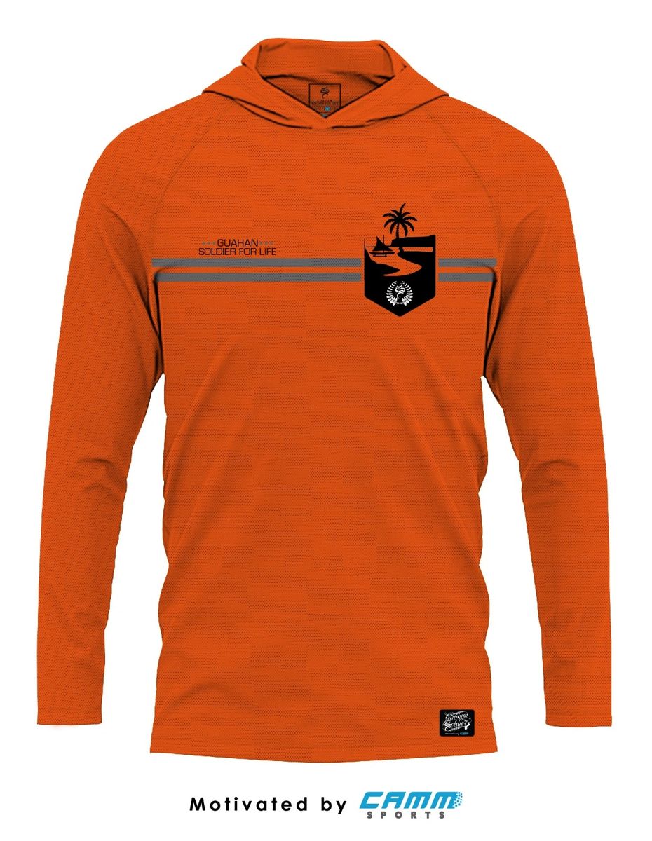 Guåhan Soldier for Life in Safety Colors Long Sleeve with Hoodie