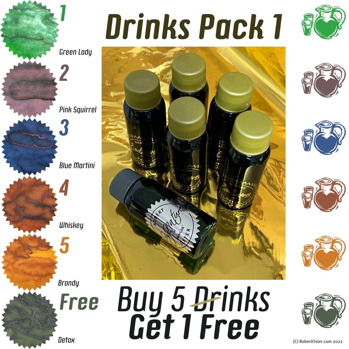 Drinks Pack 1 .. includes Worldwide Tracked Shipping! 6th Colour FREE ...