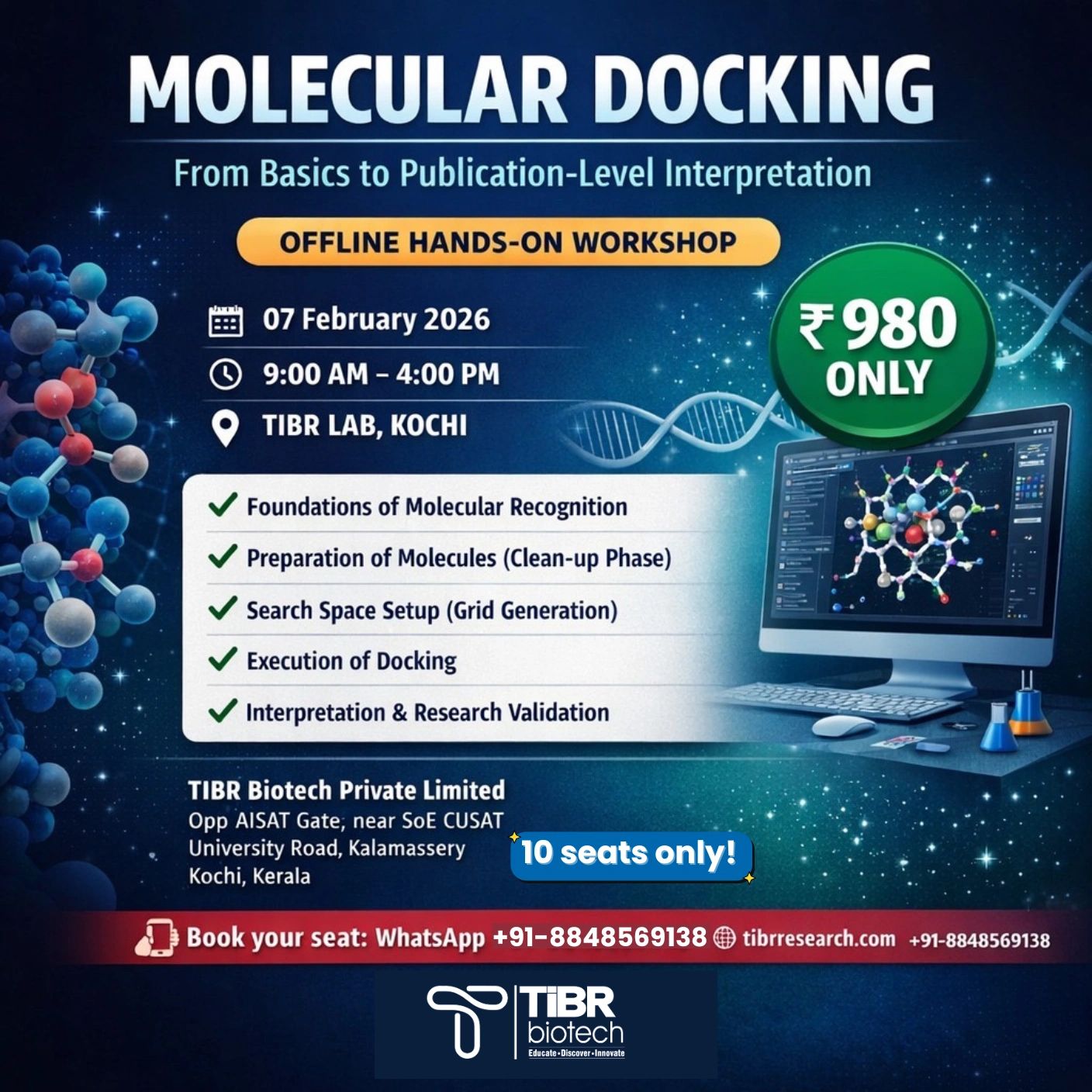 Offline Workshop on Molecular Docking at TIBR Kochi Lab