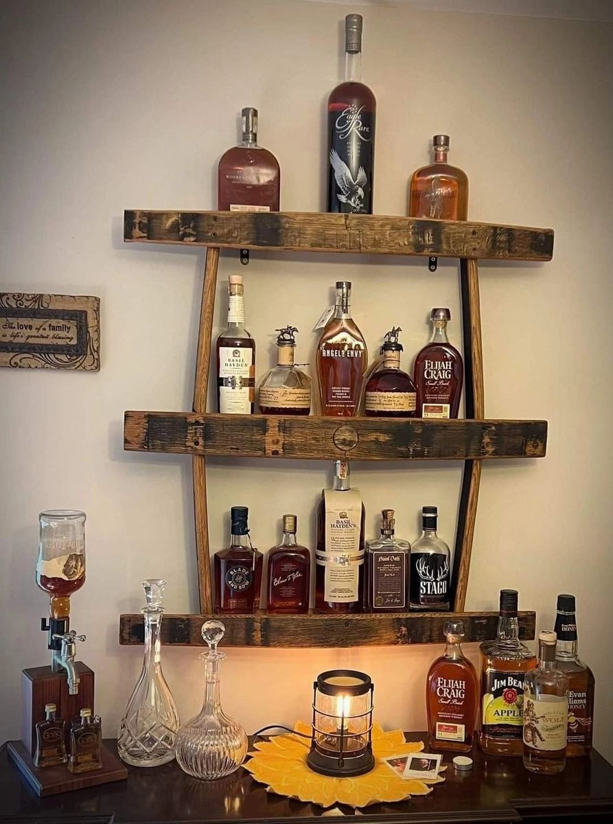 3 Tier Barrel Stave Display Shelf