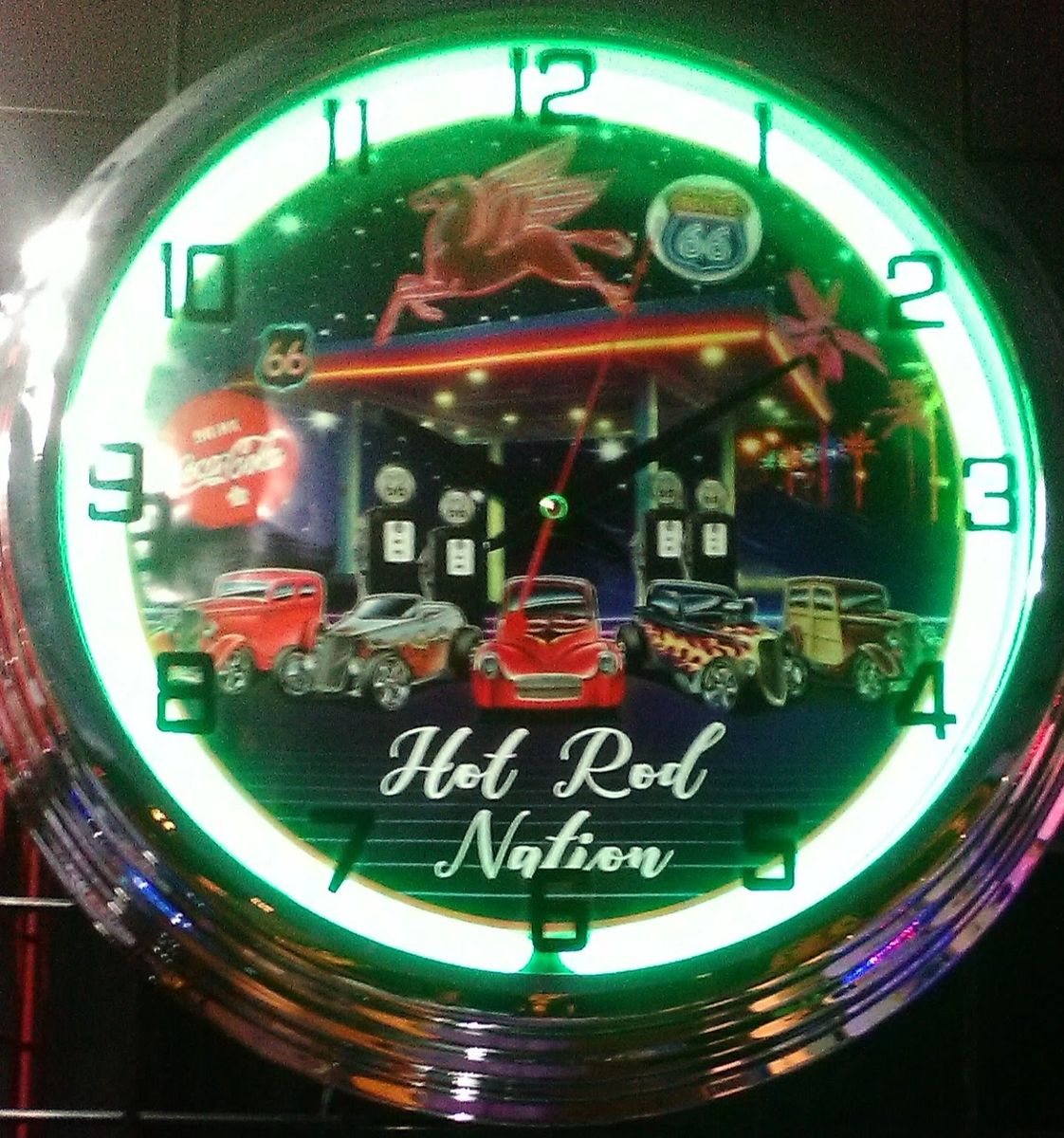 17" Green Neon Clock - Hot Rod Nation