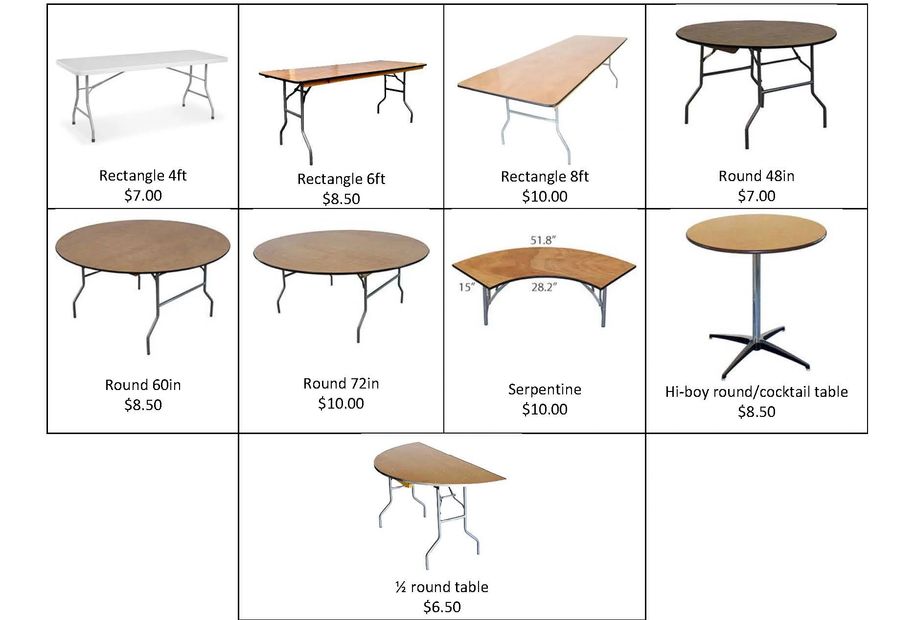 Tables | A Mane Event Party and Tent Rental