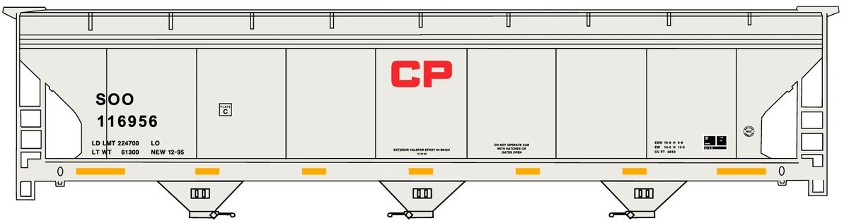 A-2116:ACCURAIL CANADIAN PACFIC 3 BAY ACF COVERED HOPPER WITH 2018 RED ...