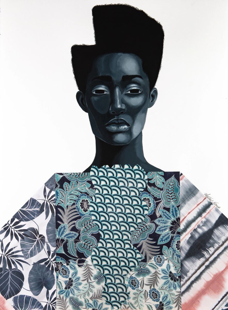 "Kano" is an original painting with collage on 22"x30" rag paper from ...