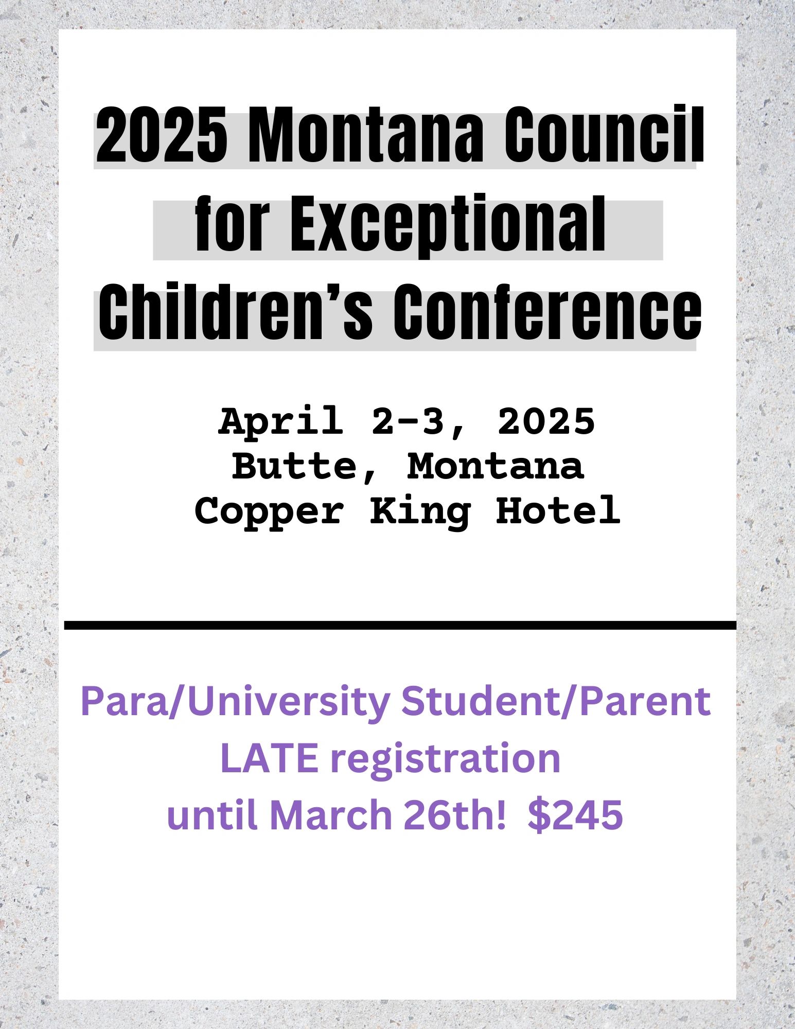 MCEC 2025 Late Registration - Para, University Student, Parent