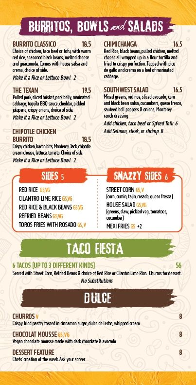 MENU | dos Toros