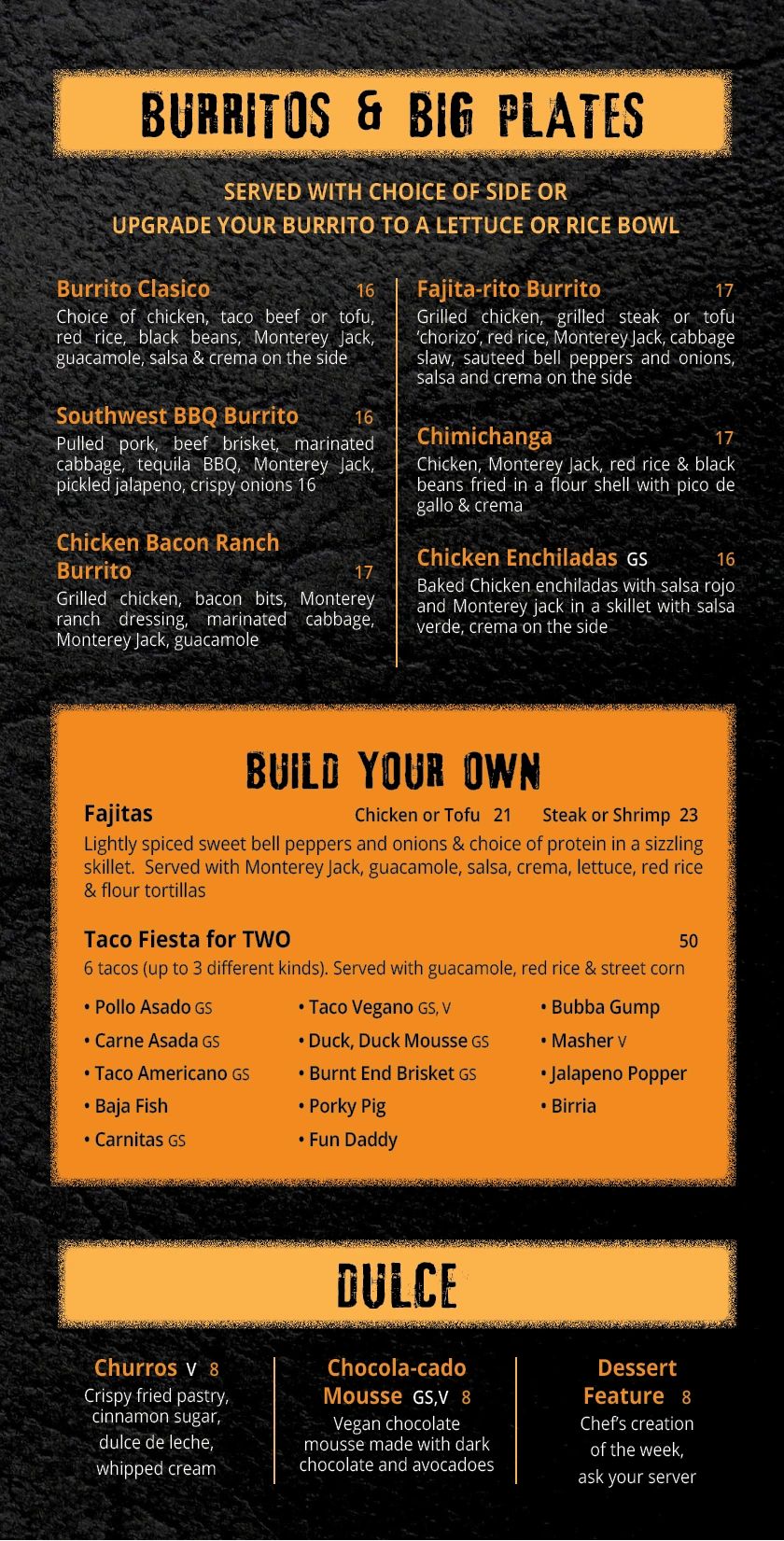 MENU | dos Toros