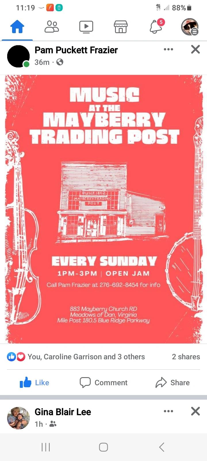 Music at Mayberry Trading Post Every Sunday