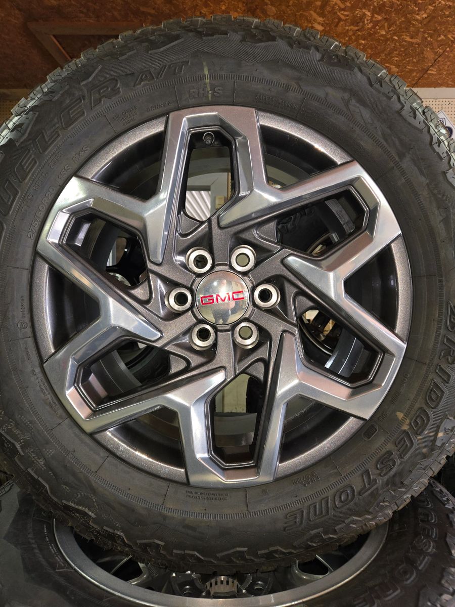 20" GMC 6 Lug Wheels Argent Gray with Polished Face / Bridgestone ...