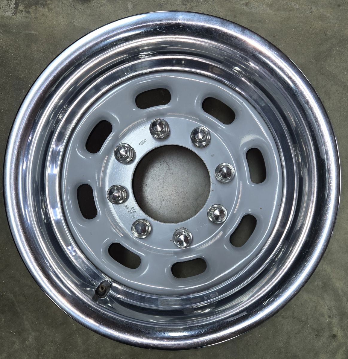 16" Ford 8 lug Super Duty Steel wheel w/chrome trim ring USED- TWO ...