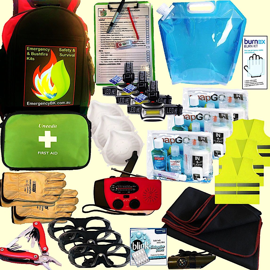Bushfire Kits Premium 1-3 People (Emergency Kit)