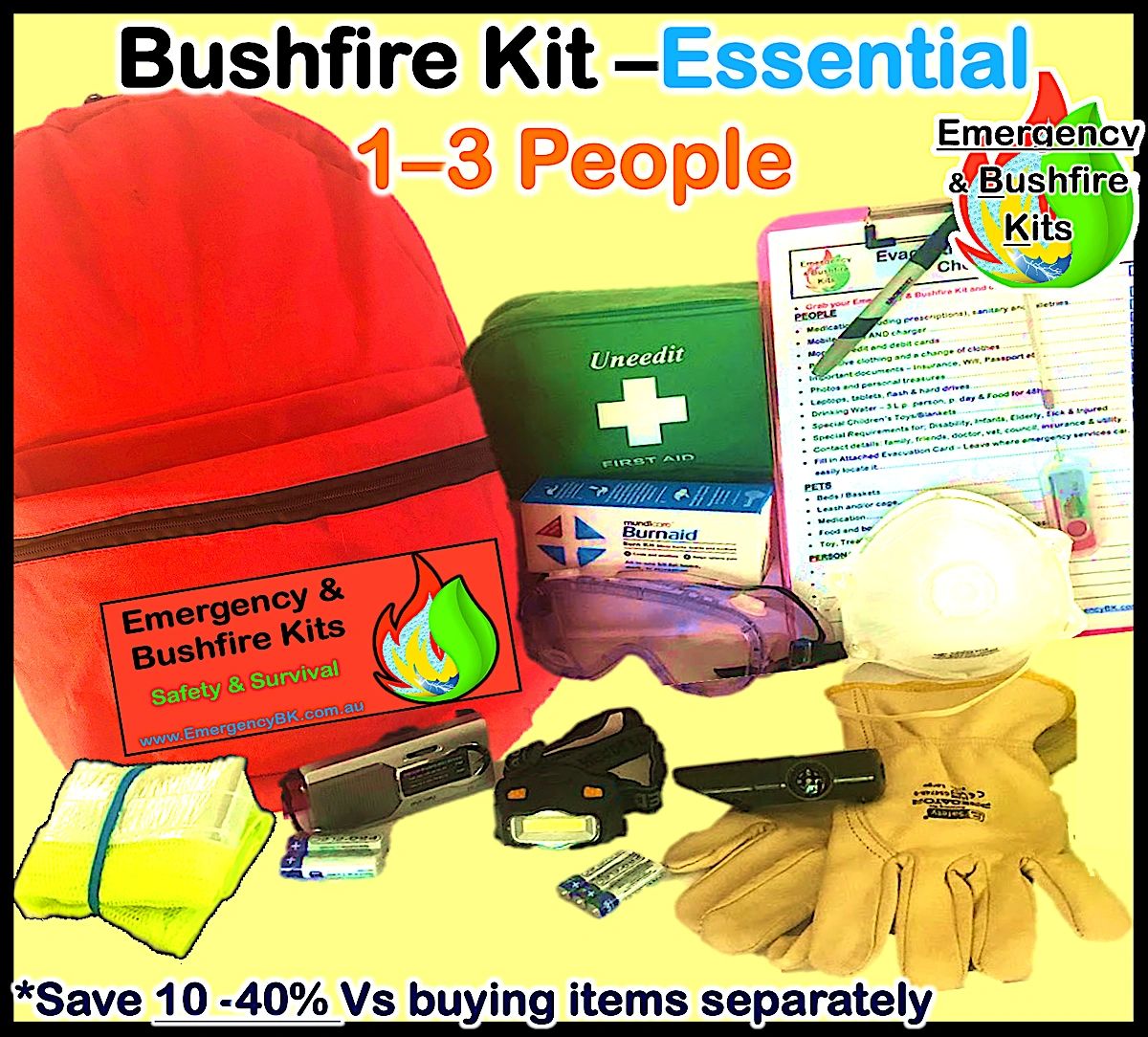 Bushfire Kit Essential 1-3 People (Emergency Kits)