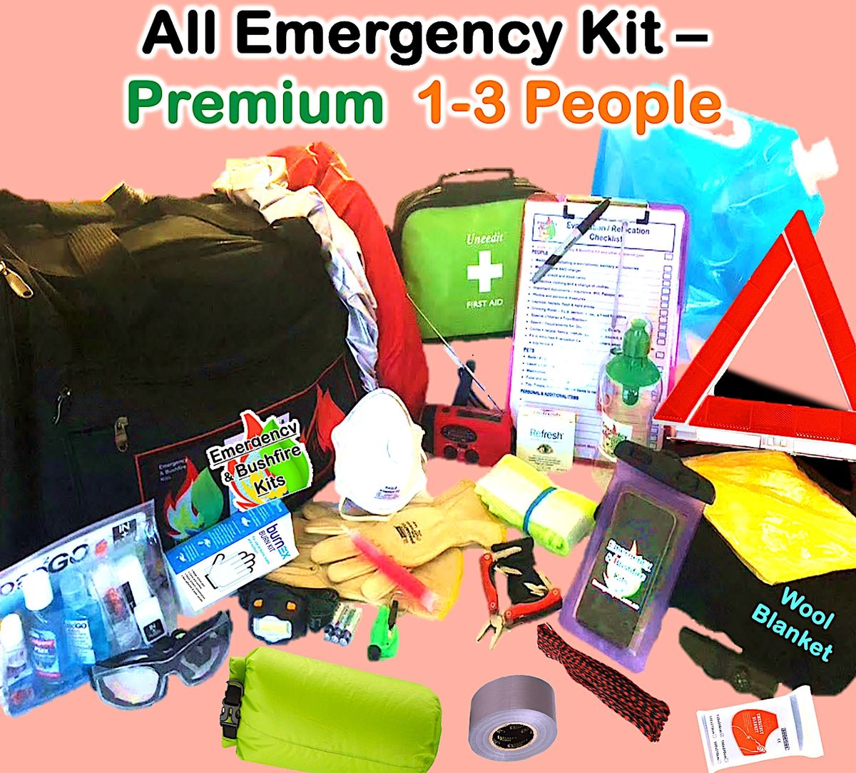 All Emergency Kits Premium 1-3 People (Survival Kits)