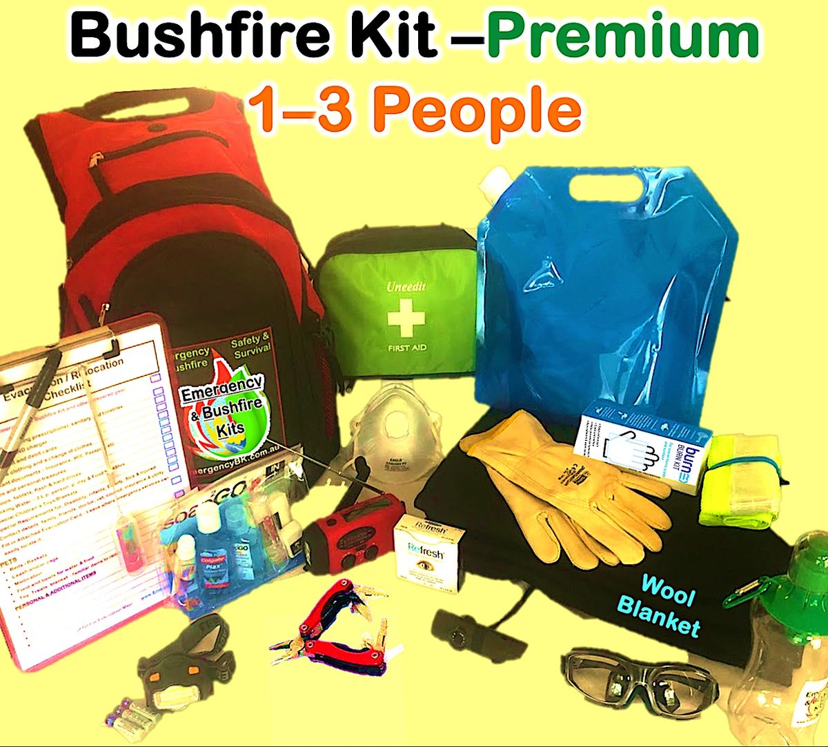 Bushfire Kits Premium 1-3 People (Emergency Kit)