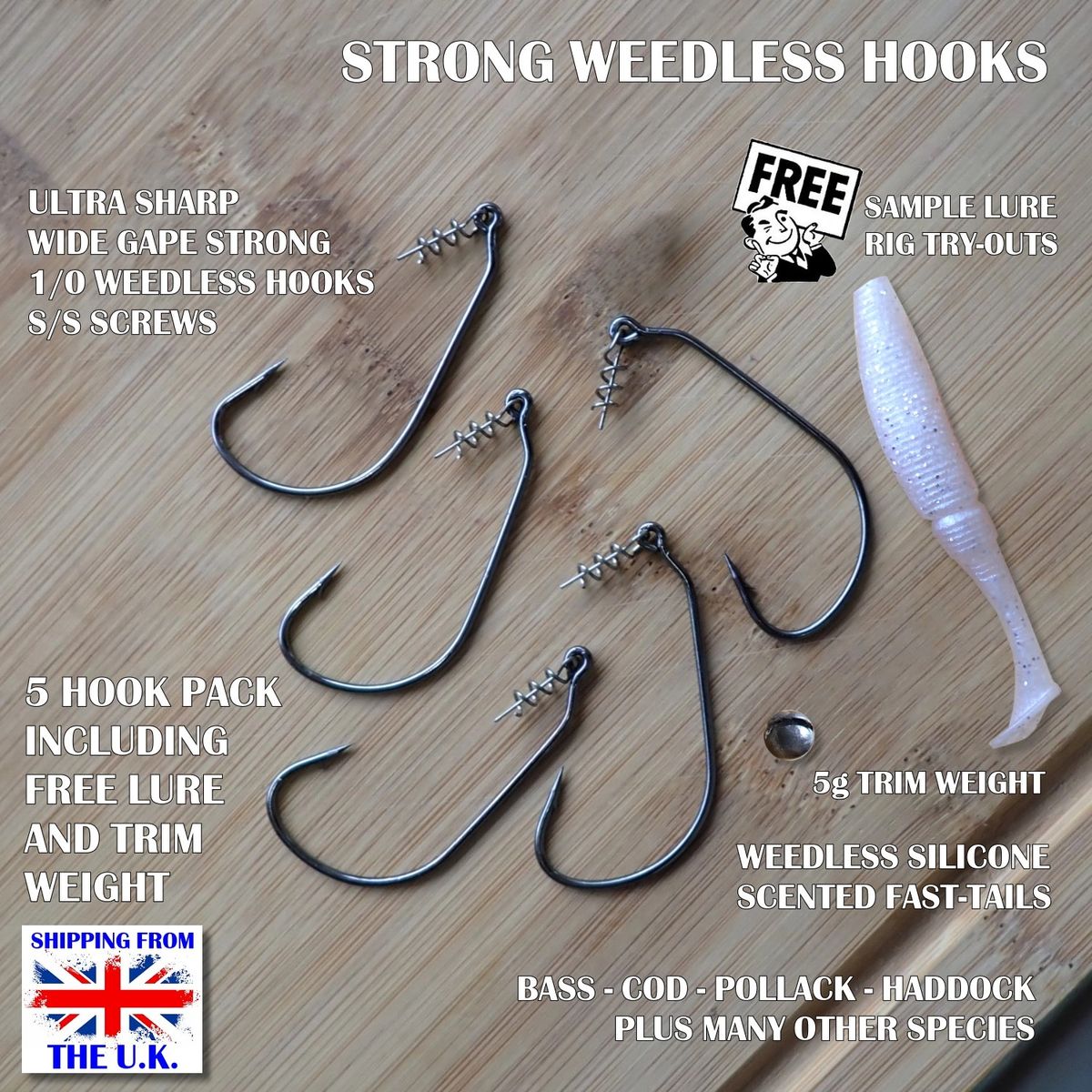 STRONG ULTRA SHARP WEEDLESS HOOKS WITH SCREWLOCKS 1/0