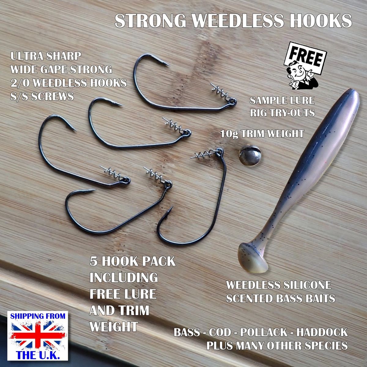 STRONG ULTRA SHARP WEEDLESS HOOKS WITH SCREWLOCKS 2/0
