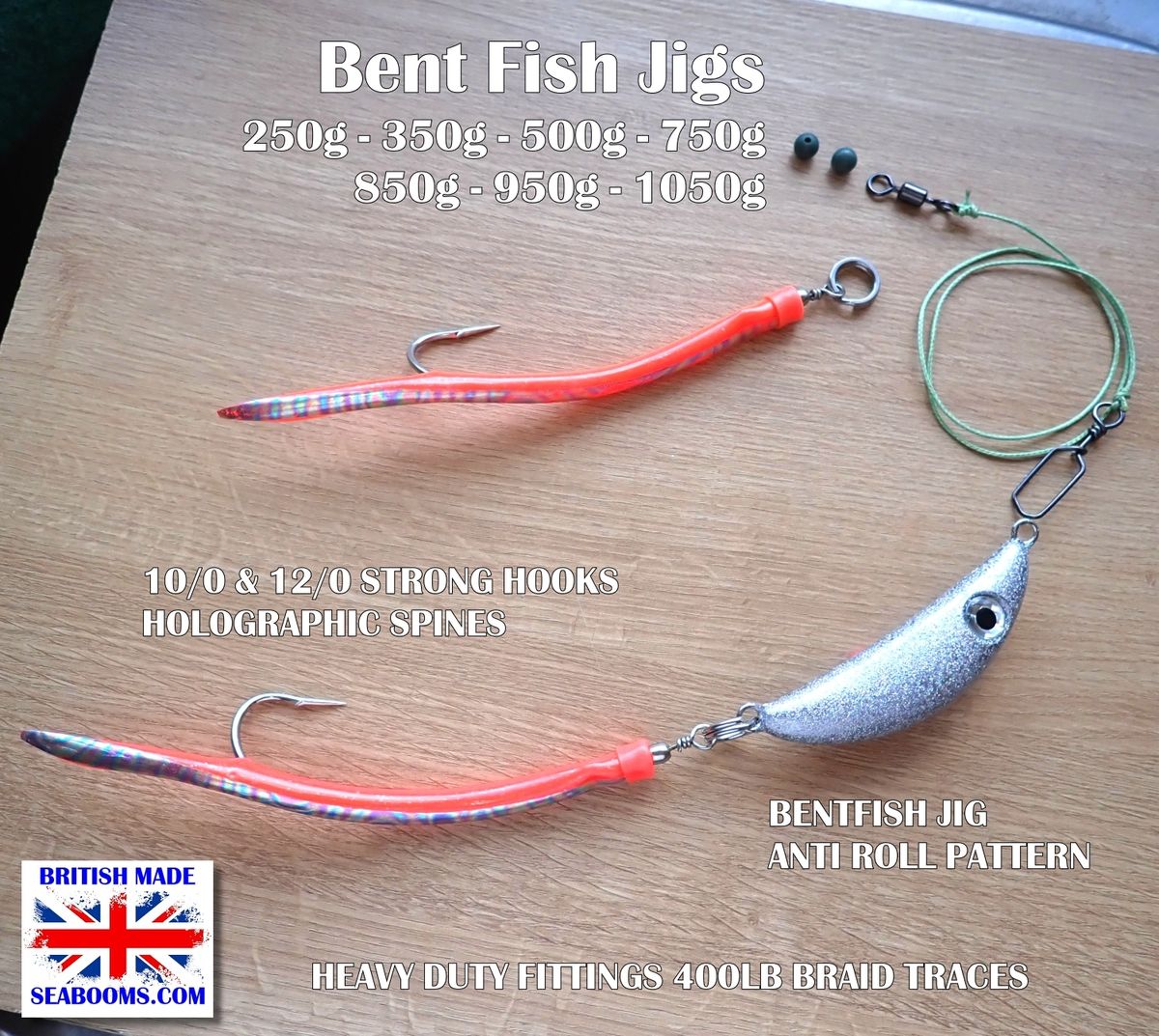 BENTFISH ANTI ROLL JIGS WITH TWIN 10/0 OR 12/0 HOLO MAKS