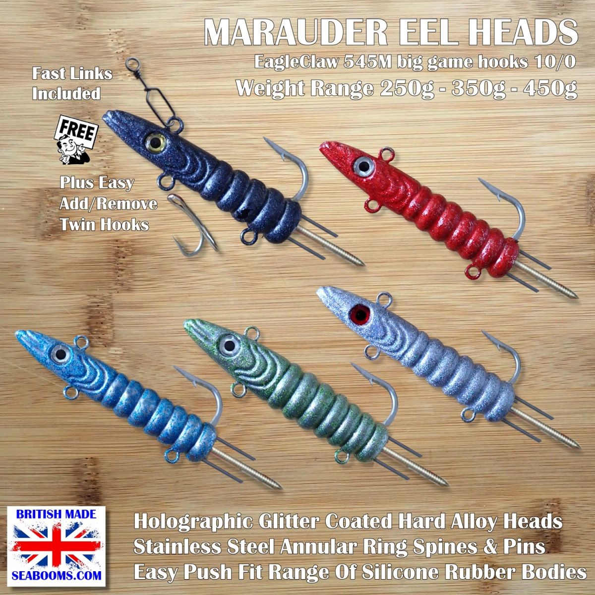 MARAUDER EEL HEADS HEAVY DUTY CAST ALLOY HEADS WITH STAINLESS STEEL SPINES