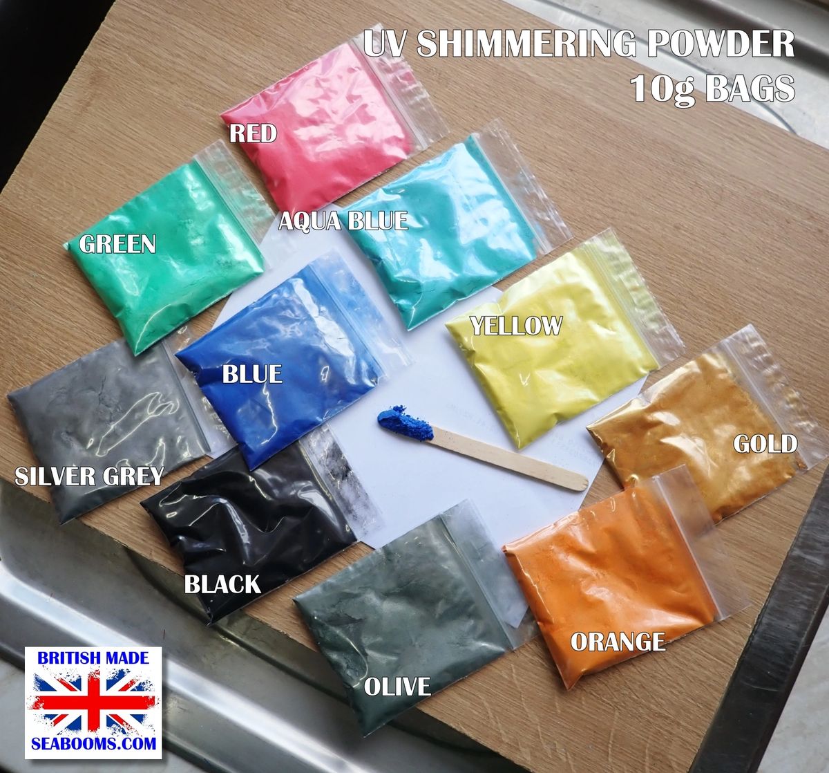 ECO FRIENDLY SILICONE RUBBER UV ENHANCED SHIMMERING COLOURING POWDERS