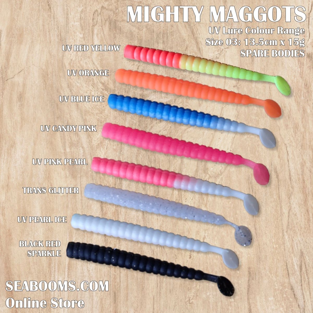 MIGHTY MAGGOTS LURES SIZE 03 BODIES ONLY 5 PACK
