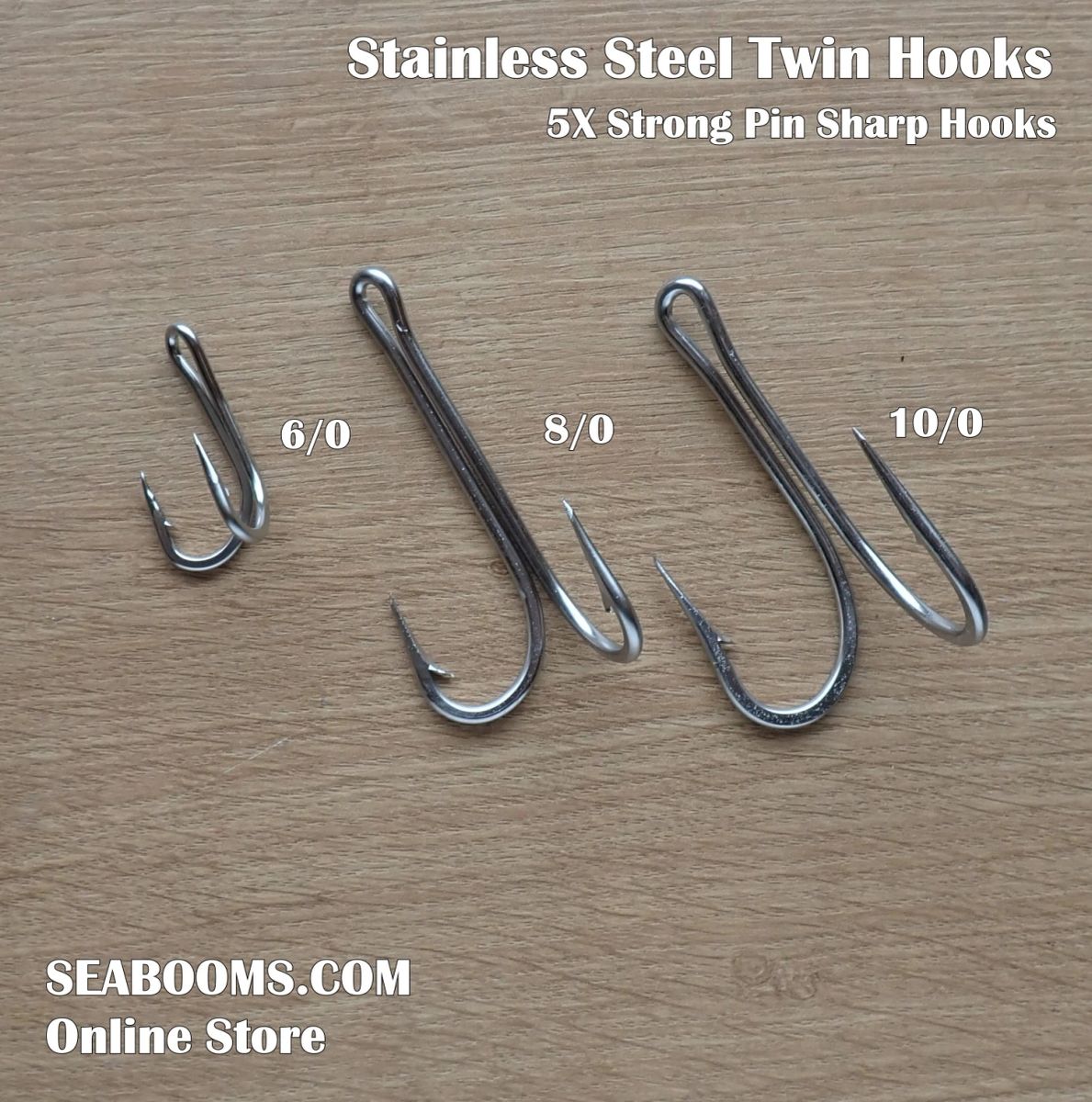 TWIN HOOKS 5X STRONG STAINLESS STEEL ULTRA SHARP PACK OF 5