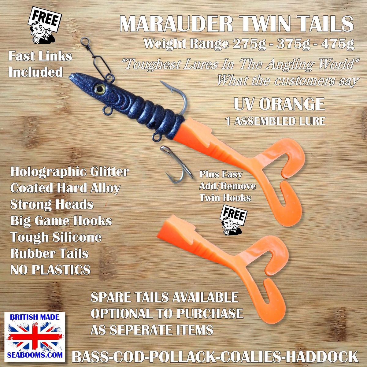 MARAUDER TWIN TAILS HEAVY DUTY LURES FOR THE BIGGER FISH