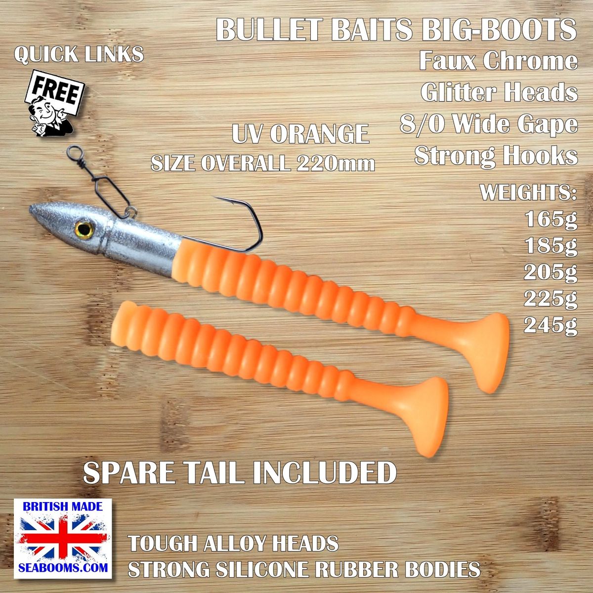 BULLET BAITS SILICONE RUBBER BIG BOOT TAILS