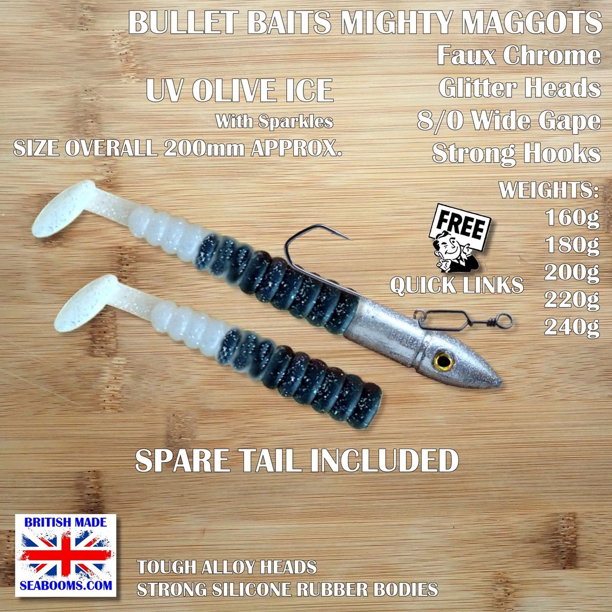 BULLET BAITS SILICONE RUBBER MIGHTY MAGGOT TAILS