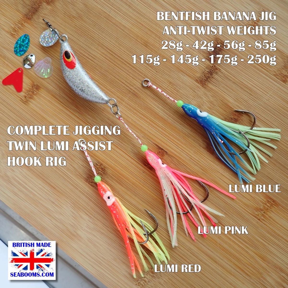 BENTFISH BANANA JIGS AND ANTI-TWIST WEIGHTS LUMI MUPPET RIG