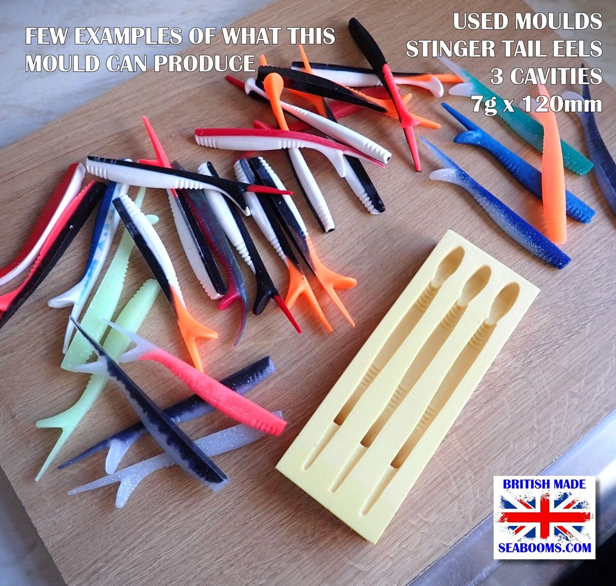 USED MOULD STINGER TAIL EEL BAITS 3 CAVITIES