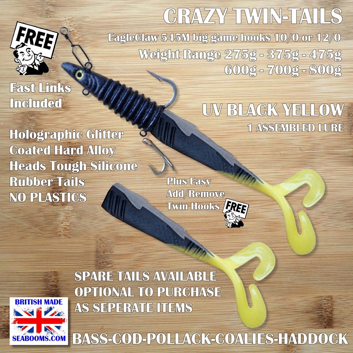 CRAZY TWIN TAILS HEAVY DUTY LURES FOR THE BIGGER FISH