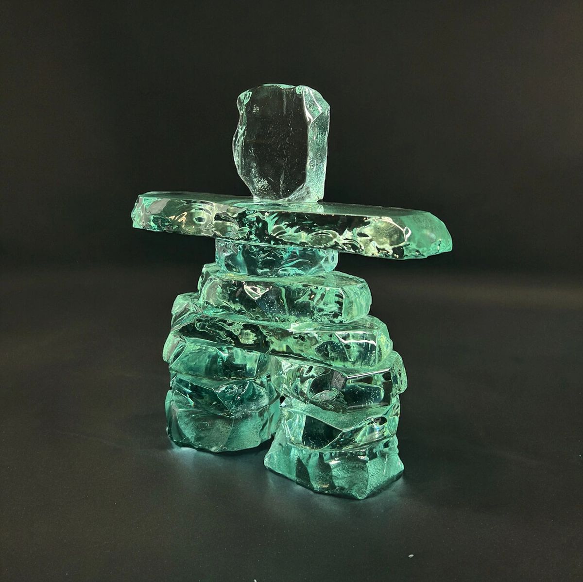 7.5" Clear Glass Inukshuk