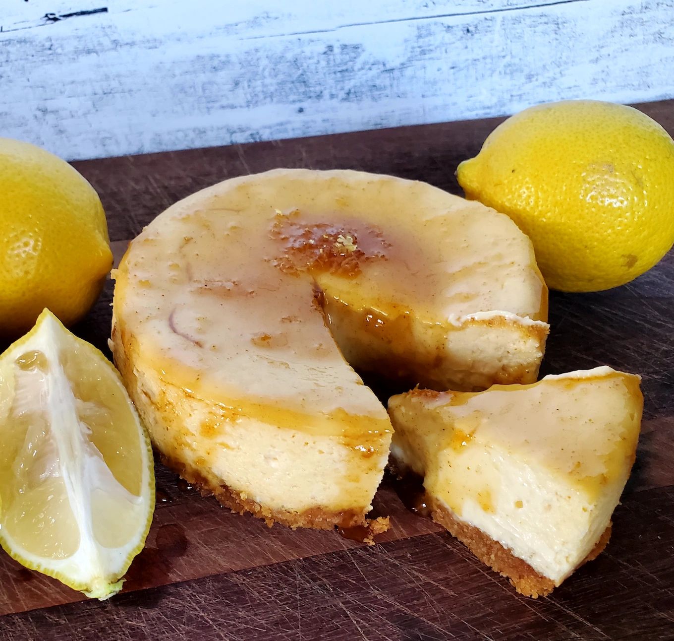 Lemon & Ginger Honey Cheesecake with Lemon Ginger Drizzle