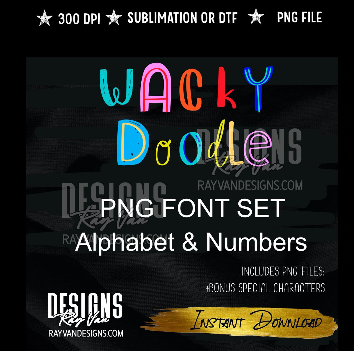 Wacky Doodles Alphabet & Number Set - PNG Font