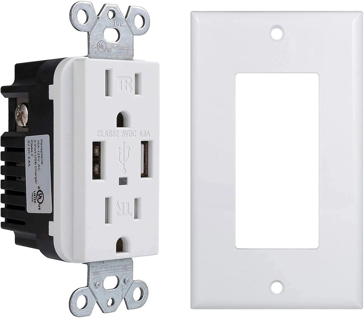 Power receptacle 15amps with 4.8A USB Ports