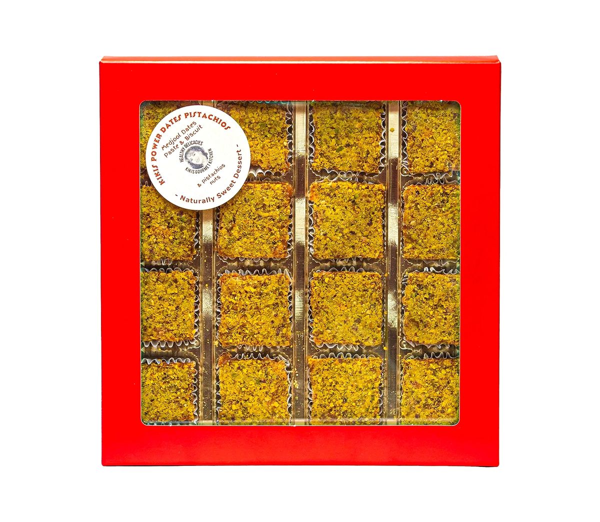 Kiki's Power Dates Bites - Pistachios Nuts in Red Square Window Box [16 ...