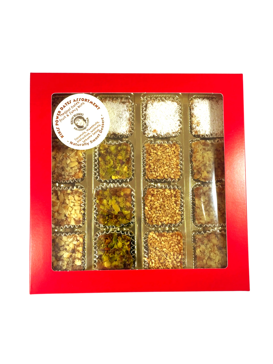 Kiki's Power Dates Bites - Assortment in Red Square Window Box [16 pieces]
