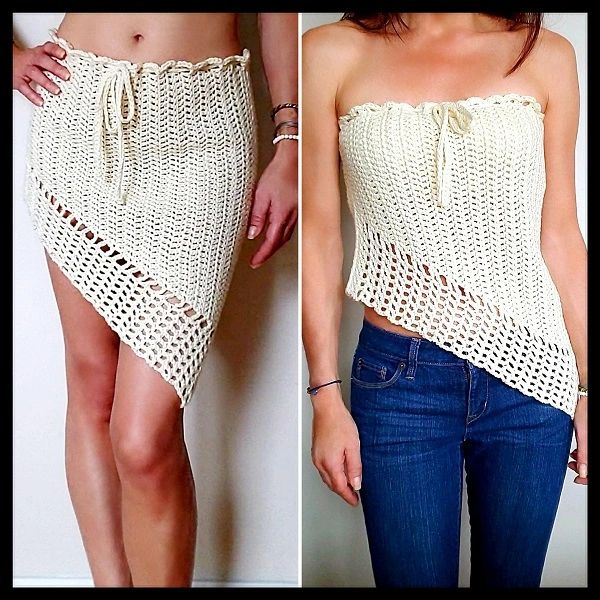 Asymmetric Mesh Tube Top or Skirt Free Crochet Pattern