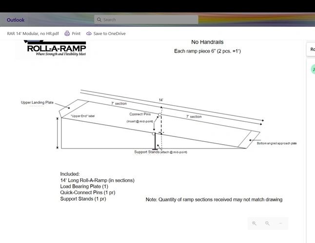 30" x 14 foot Roll-a-Ramp portable ramp