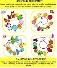 BMTOYS Wooden Lacing Toy Alphabet Number Threading Beads Montessori ...