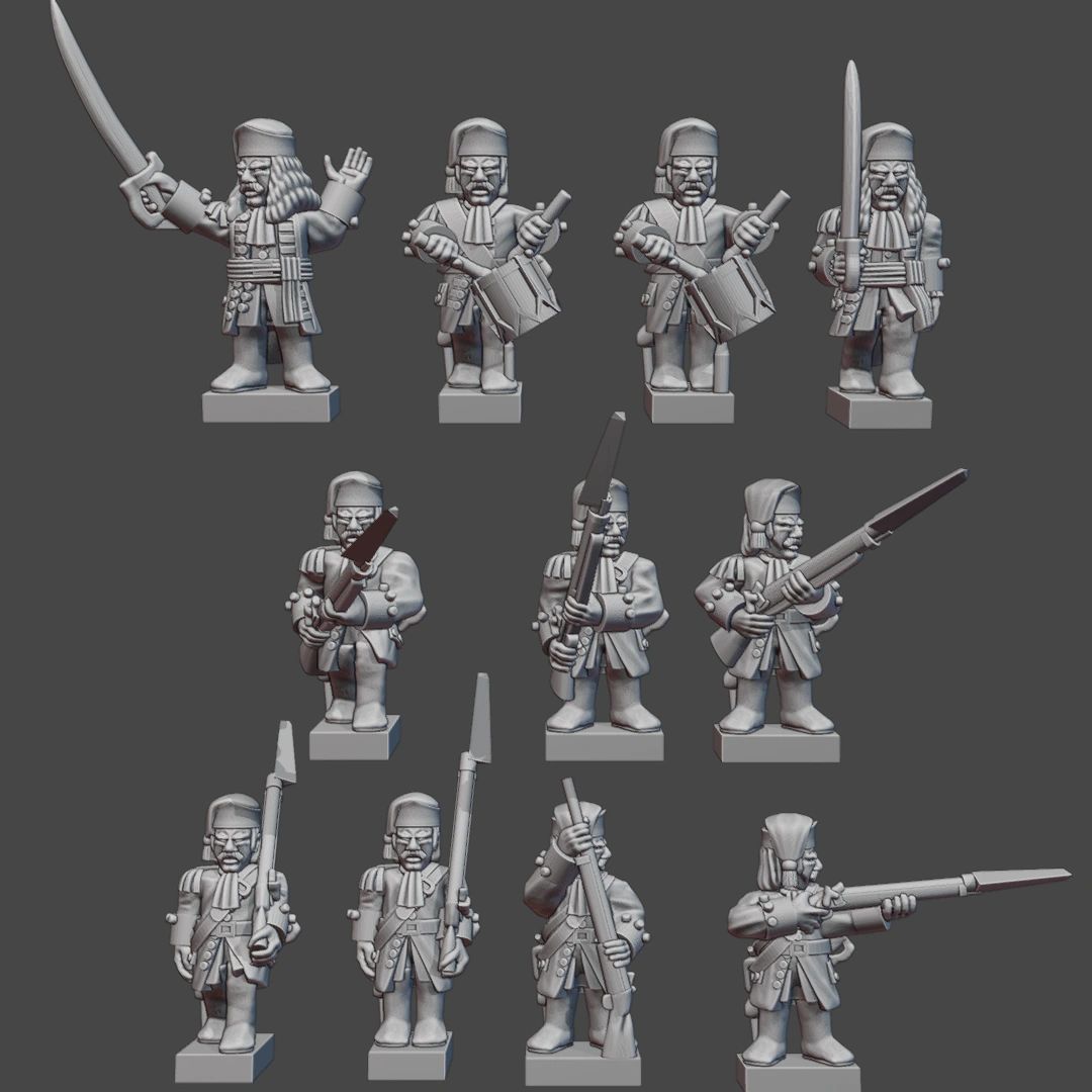 6mm War of Spanish Succession - Dismounted French Dragoons