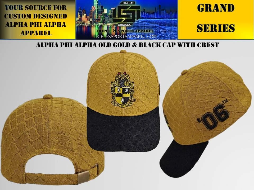 Alpha Phi Alpha Grand Series Old Gold and Black Crest Cap