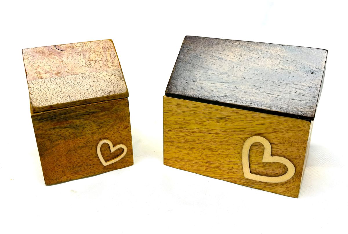 Rustic Wood Love Note Heart Box Set