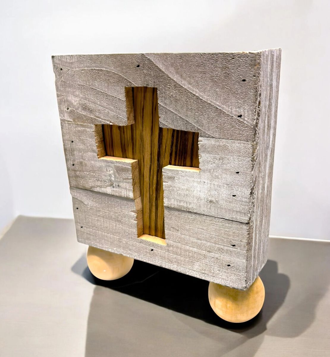 Handcrafted Rustic Wood Cross Table Decor