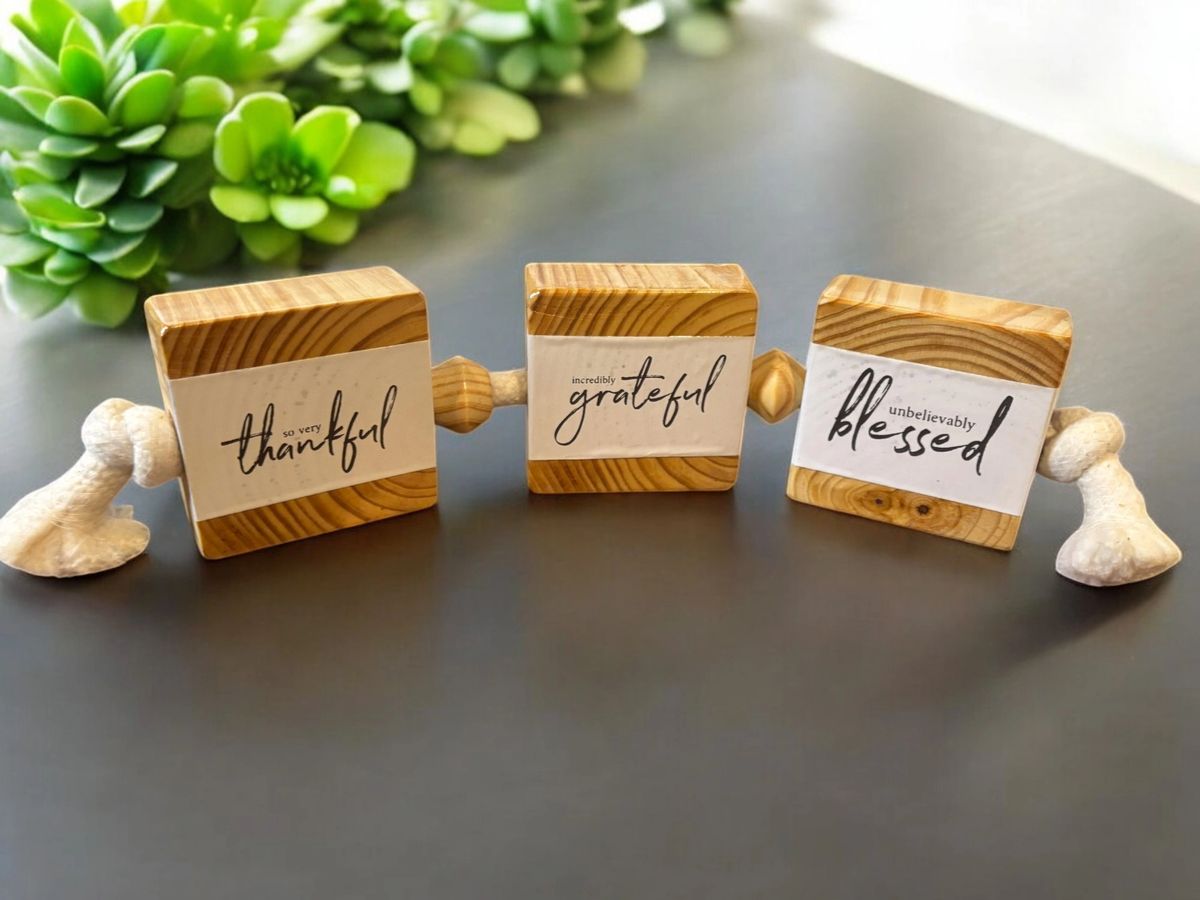 Thankful, Grateful, Blessed Wood Blocks Decor