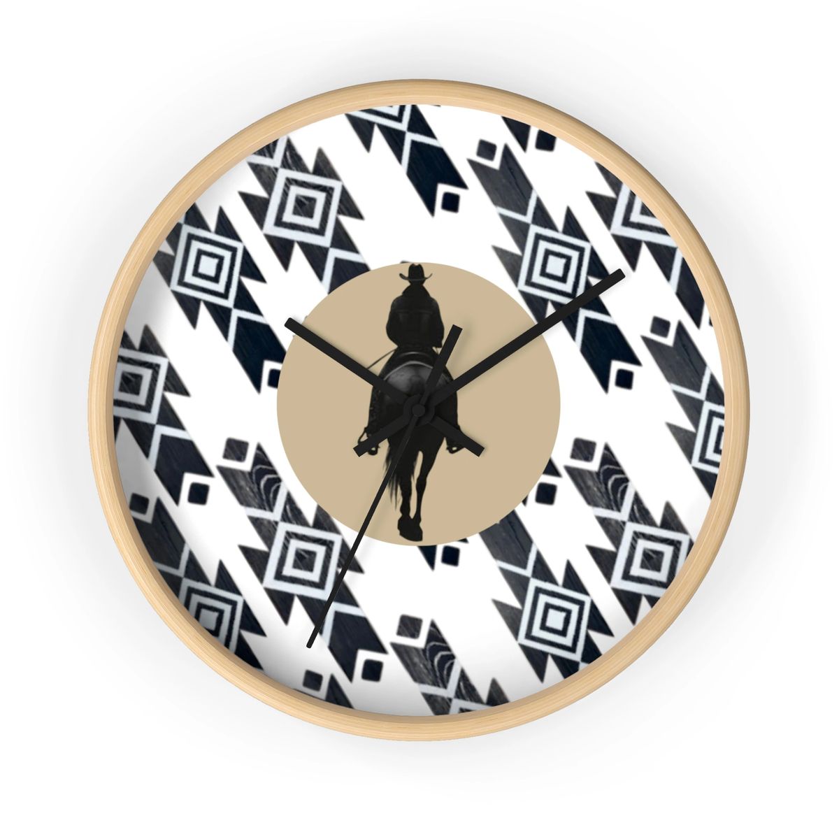 Western Aztec Cowboy Wall Clock – Rustic Home Decor