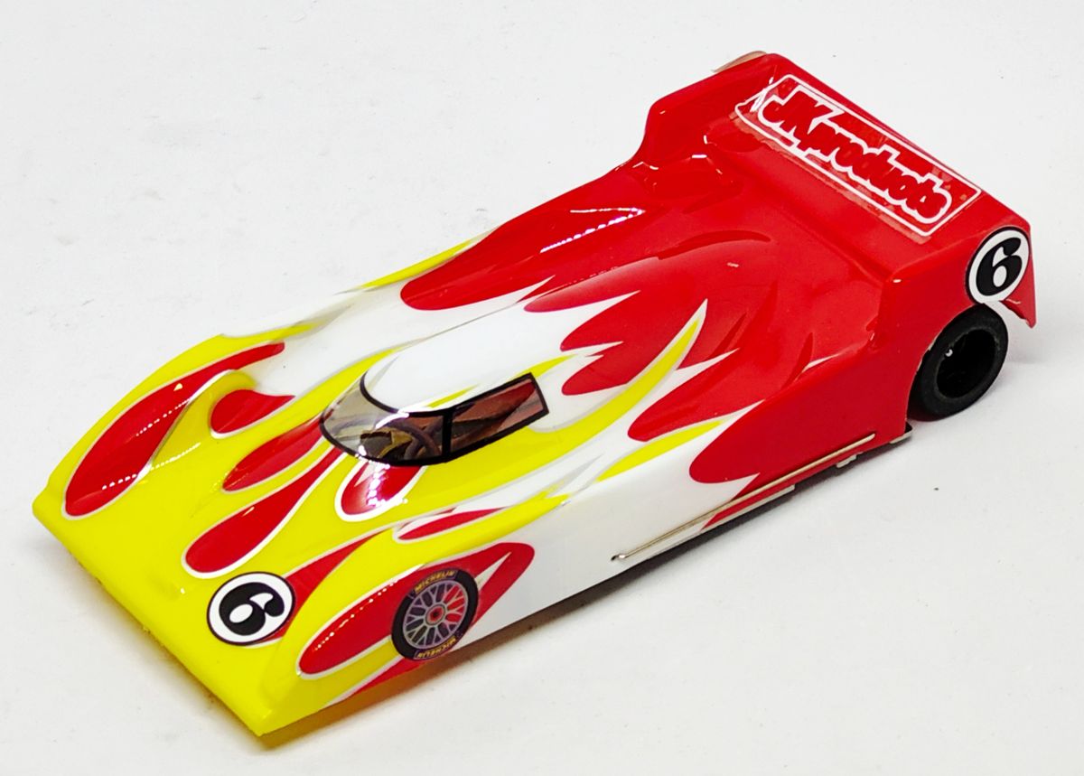 JK Direct Drive 1/32 slot car - Mazda Dyson yellow, white, red