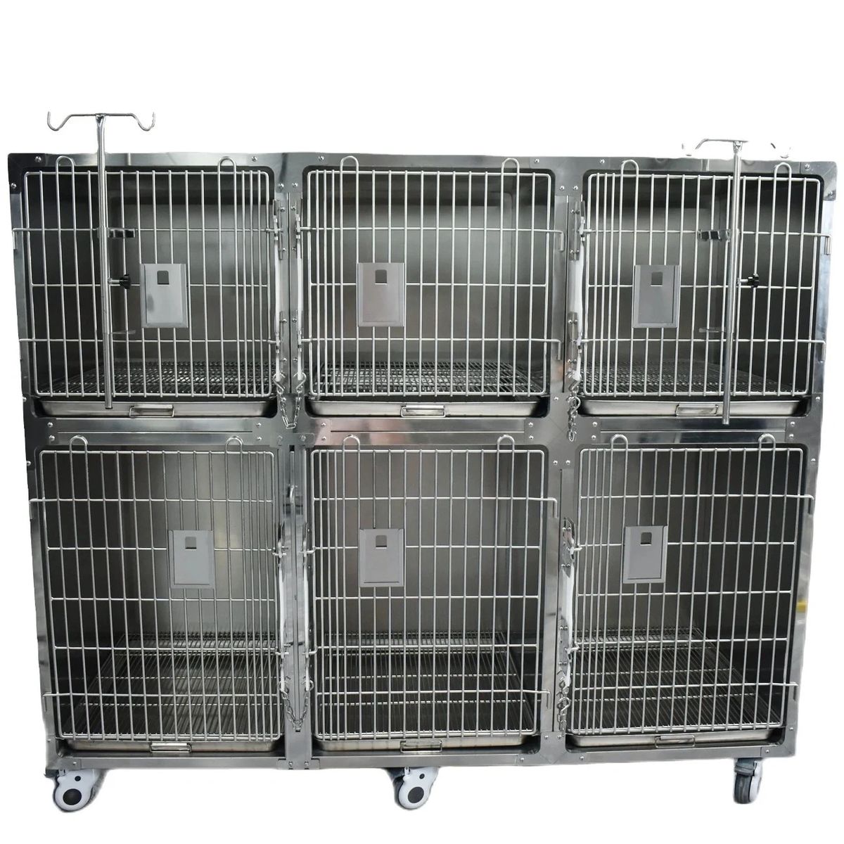 Cat Dog Pet Veterinary ICU Recovery Stainless Steel 6 Berth Cages ...